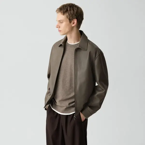 Theory Leather Wyatt Zip Jacket