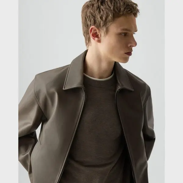 Theory Leather Wyatt Zip Jacket