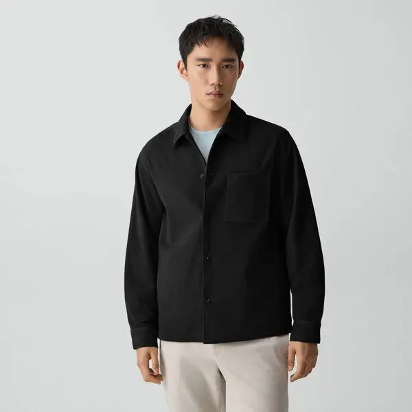 Theory Snap Overshirt In Suede - Black