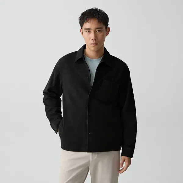 Theory Snap Overshirt In Suede - Black