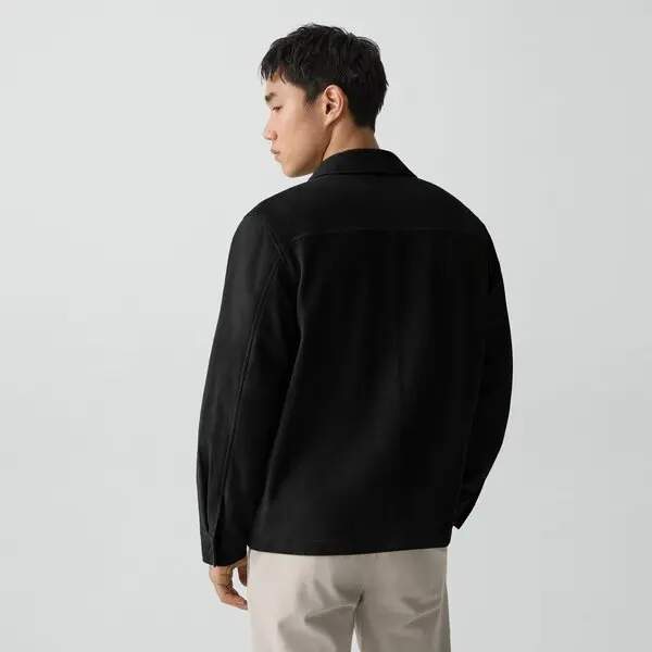 Theory Snap Overshirt In Suede - Black