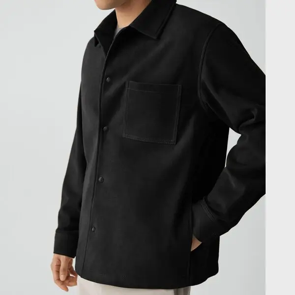 Theory Snap Overshirt In Suede - Black