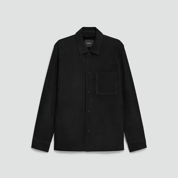 Theory Snap Overshirt In Suede - Black