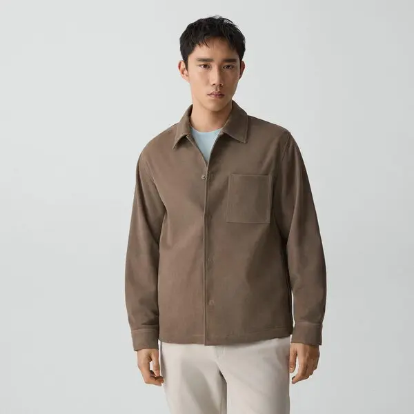 Theory Snap Overshirt In Suede