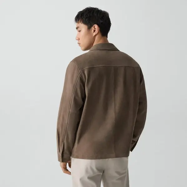 Theory Snap Overshirt In Suede