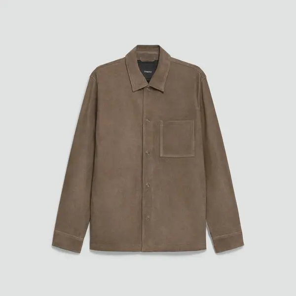 Theory Snap Overshirt In Suede