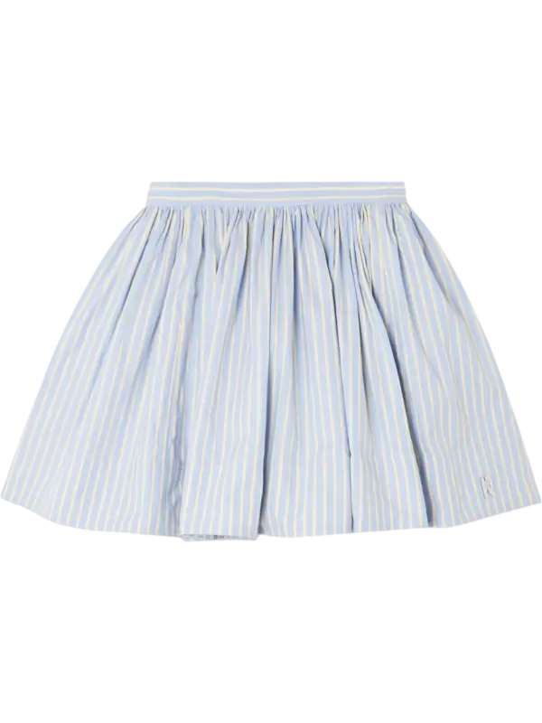 Rabanne Embellished Pleated Striped Mini Skirt - Blue