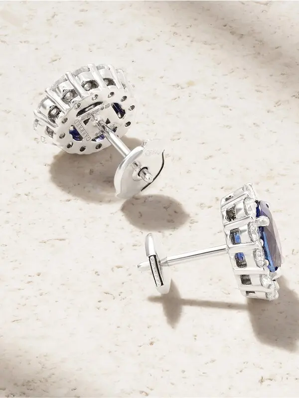 GARRARD 1735 Platinum, Sapphire, And Diamond Earrings