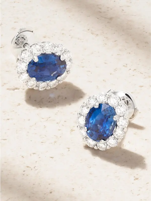 GARRARD 1735 Platinum, Sapphire, And Diamond Earrings