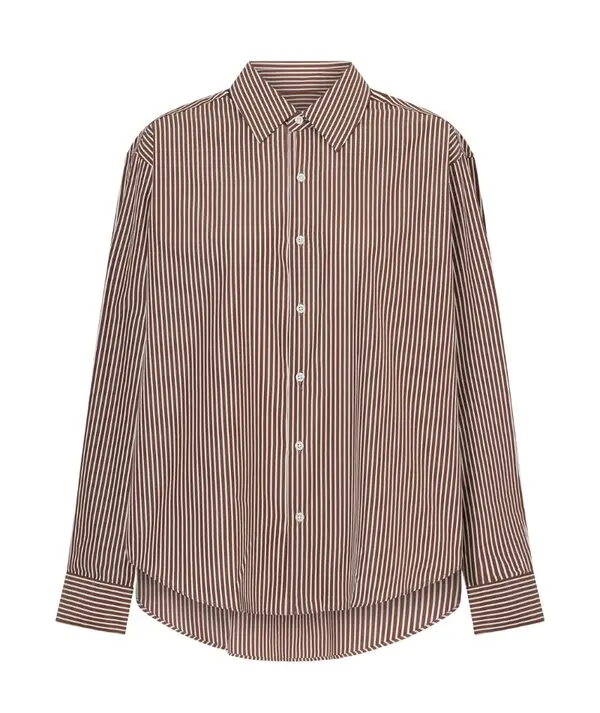 Comme Si La Shirt Classica Striped Cotton-poplin Shirt - Brown