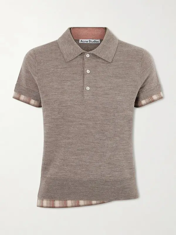 Acne Studios Layered Checked Wool Polo Shirt