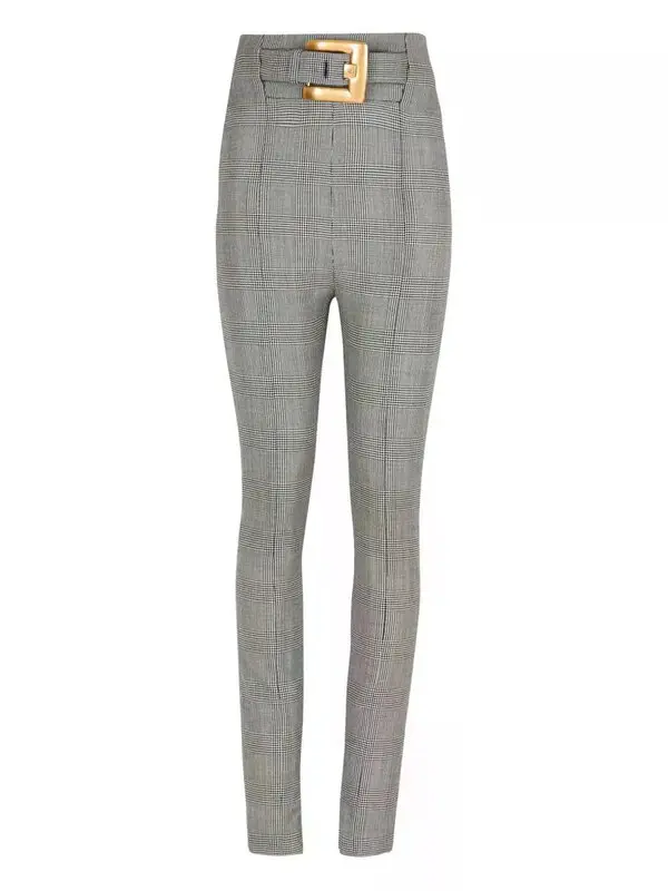 Balmain Check-pattern Trousers With Belt