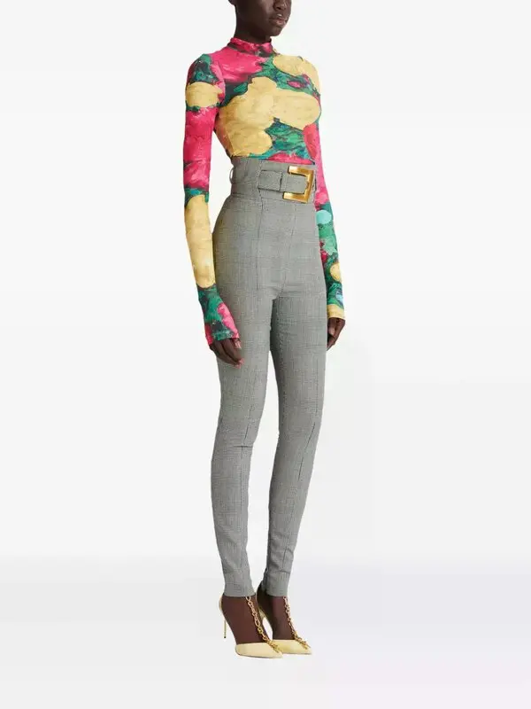 Balmain Check-pattern Trousers With Belt