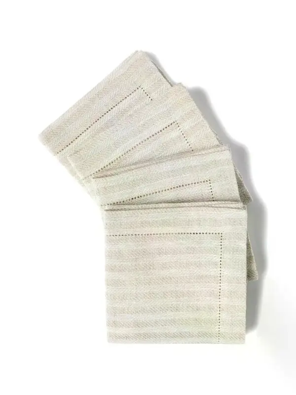 Brunello Cucinelli Chalk Striped Linen Napkins - Neutrals