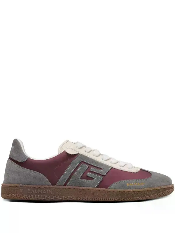 Balmain Suede Logo Lace-up Sneakers - Grey