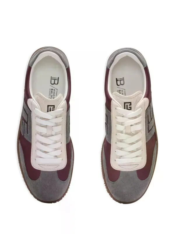 Balmain Suede Logo Lace-up Sneakers - Grey