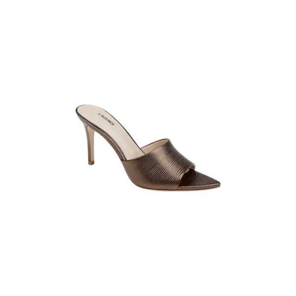 L'AGENCE Lolita Leather Open-toe Mule - Bronze Lizard