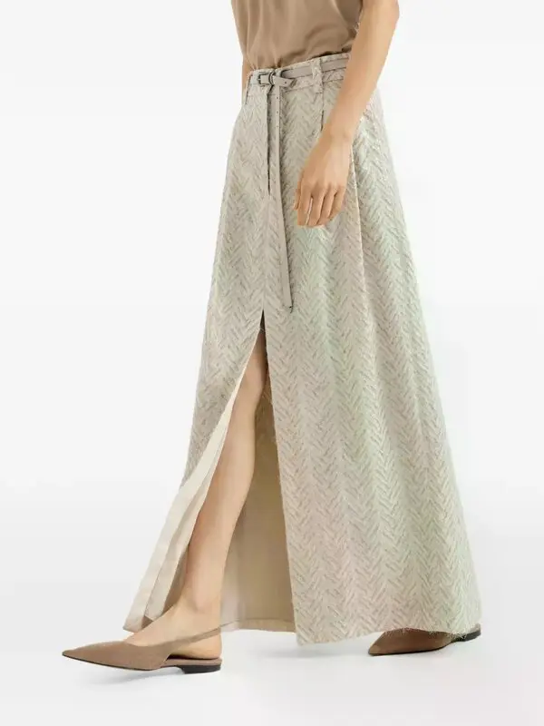 Brunello Cucinelli Maxi Chevron High-waisted Skirt