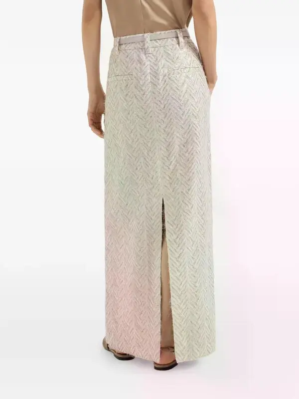 Brunello Cucinelli Maxi Chevron High-waisted Skirt