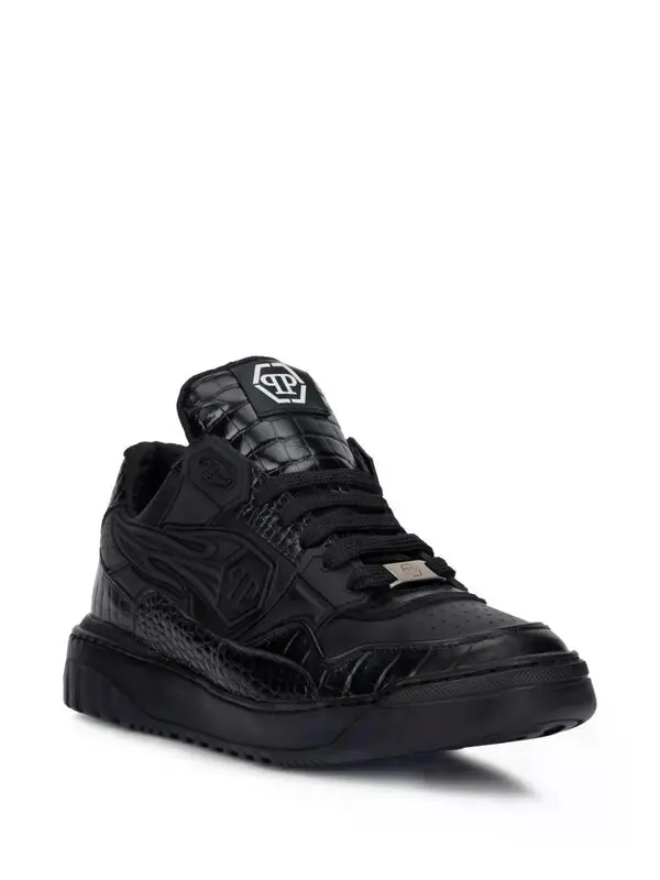 Philipp Plein Croc-effect Lace-up Low Top Sneakers