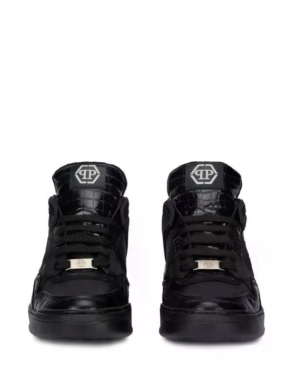 Philipp Plein Croc-effect Lace-up Low Top Sneakers