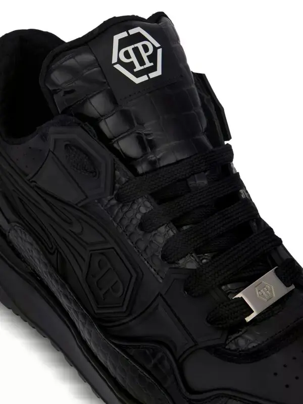 Philipp Plein Croc-effect Lace-up Low Top Sneakers