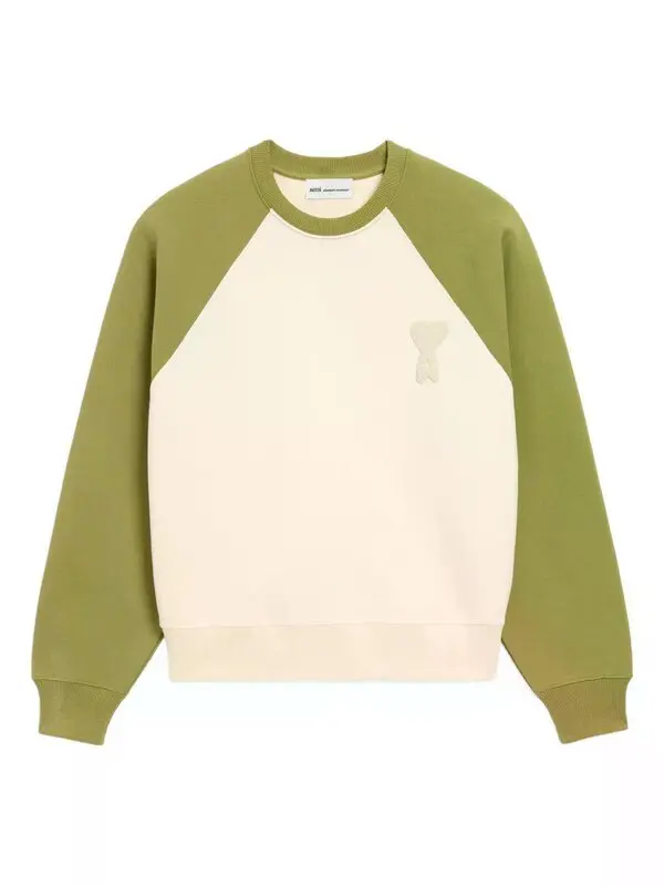 AMI Paris De Coeur Two-tone Crochet Sweater