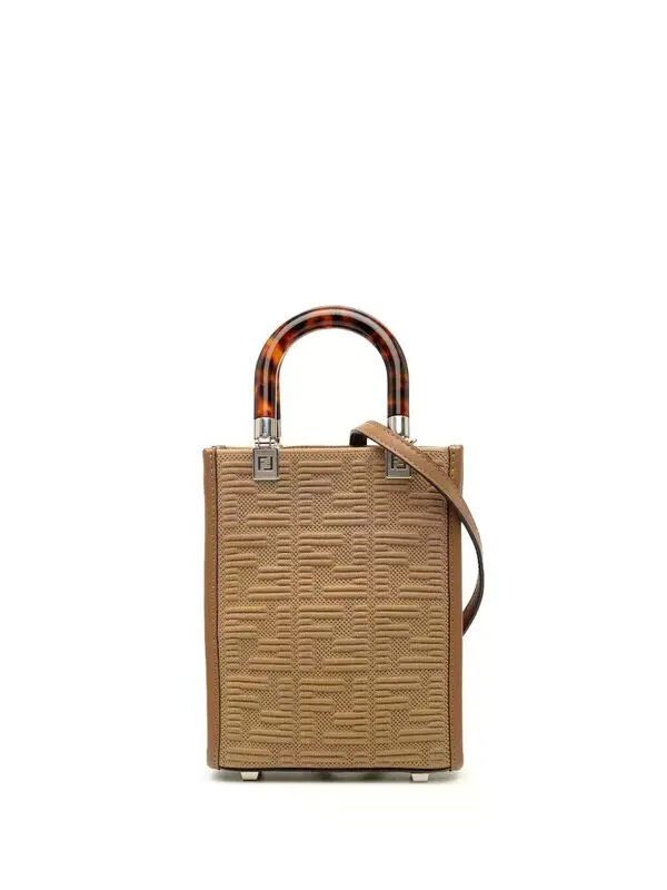 Fendi Zucca Embossed Sunshine Shopper Tote Satchel