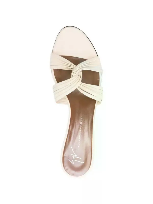GIUSEPPE ZANOTTI Ivory Knot-detail Kitten Heel Sandals - Neutrals