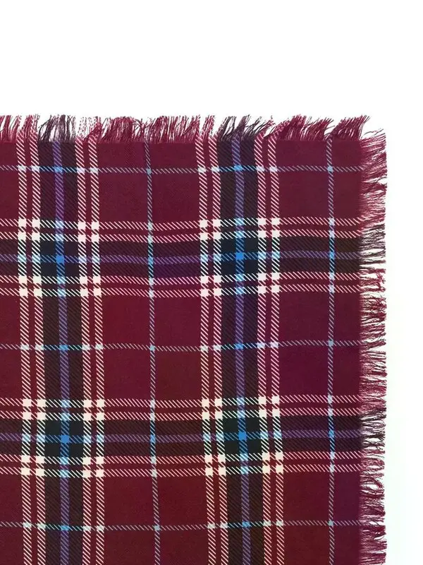 Eric Bompard Tartan Fringed Scarf - Red