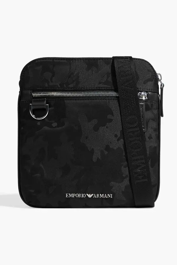 Emporio Armani Camouflage-print Jacquard Messenger Bag - Black