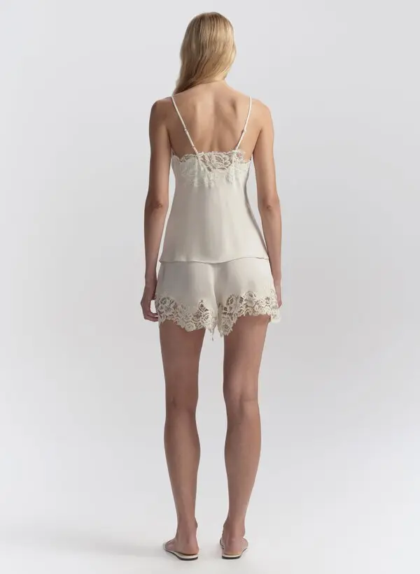 A.L.C. Pipa Satin And Lace Short - Cream/cream