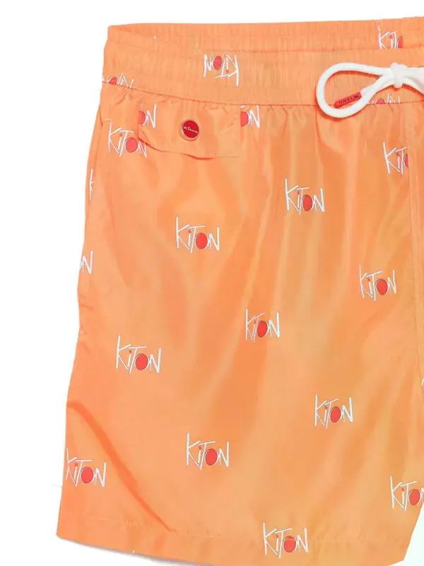 Kiton Logo Drawstring Swim Shorts