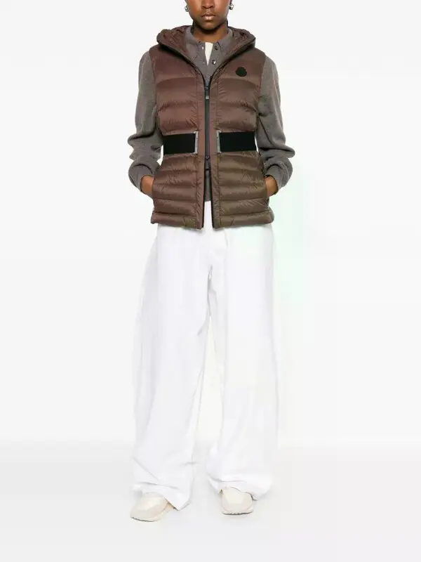 Moncler Hooded Down Gilet - Brown