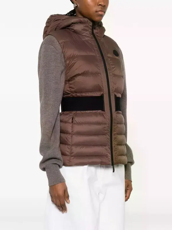 Moncler Hooded Down Gilet - Brown