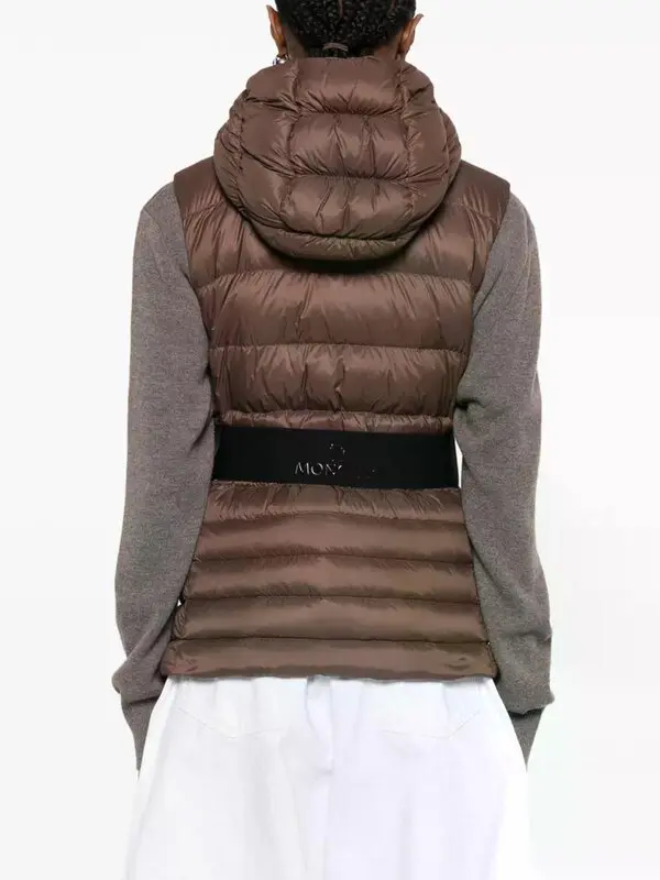 Moncler Hooded Down Gilet - Brown