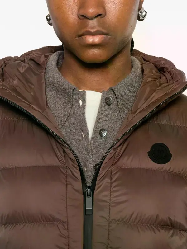 Moncler Hooded Down Gilet - Brown