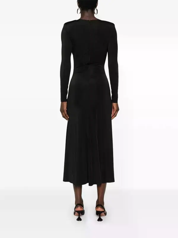 NISSA Floral-appliqué Ruched Gown