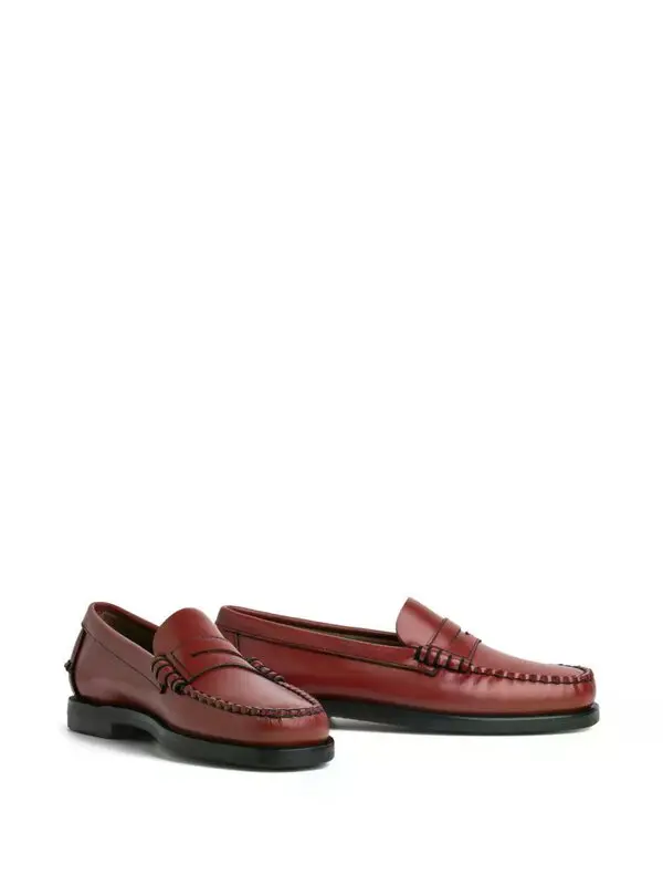SEBAGO Stitched Penny Loafers - Red