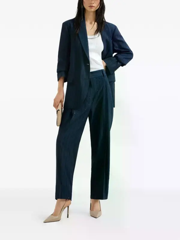 Brunello Cucinelli Chalkstripe Slouchy Trousers - Blue