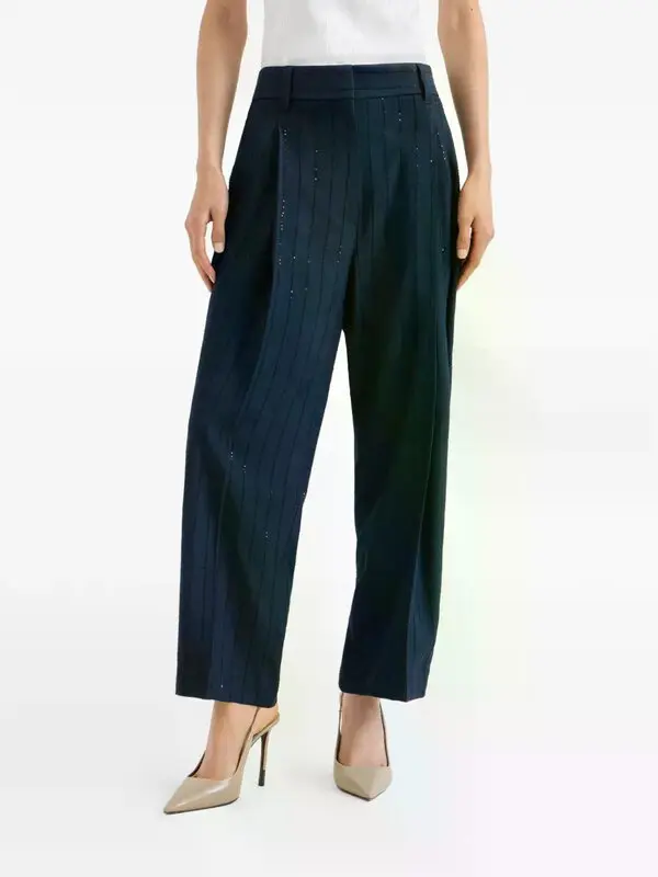 Brunello Cucinelli Chalkstripe Slouchy Trousers - Blue