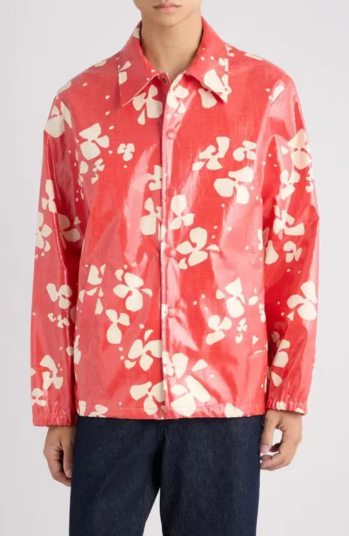 Dries Van Noten Vorries Floral Print Coated Cotton Jacket - Red