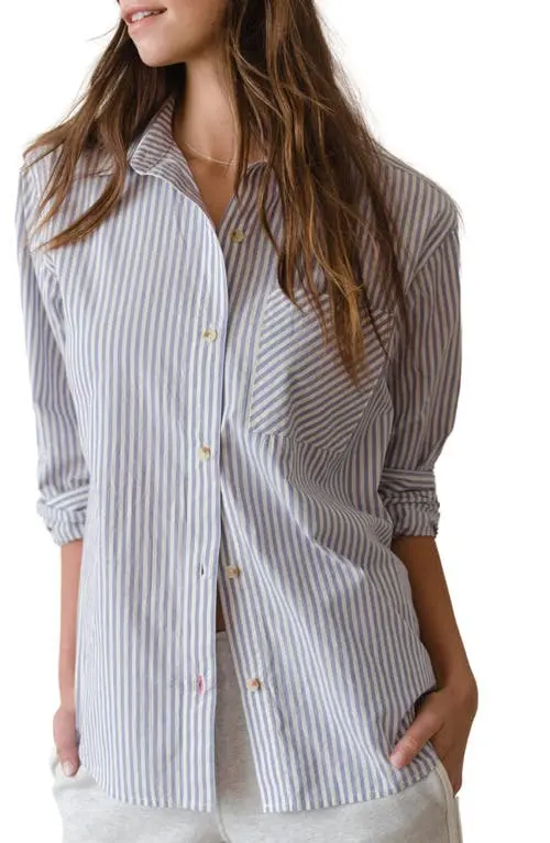Marine Layer Jane California Striped Poplin Shirt - Blue Stripe