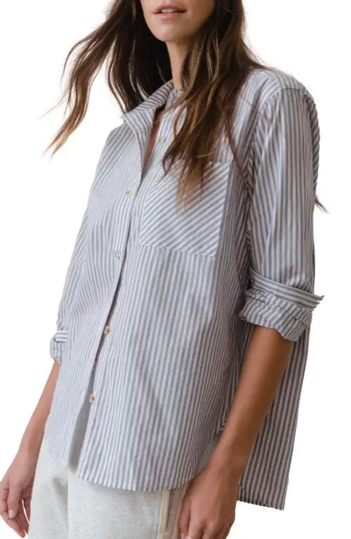 Marine Layer Jane California Striped Poplin Shirt - Blue Stripe