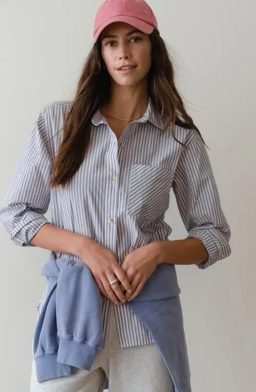 Marine Layer Jane California Striped Poplin Shirt - Blue Stripe