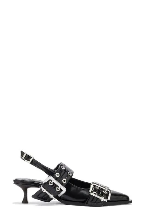 GANNI Pointed Toe Slingback Pump - Black
