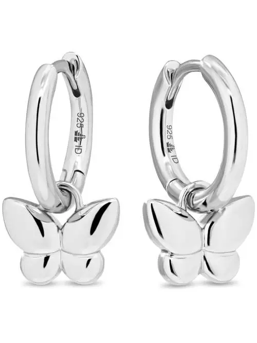 DEVATA Butterfly Hoop Earrings - Silver