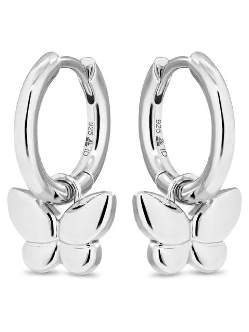 DEVATA Butterfly Hoop Earrings - Silver