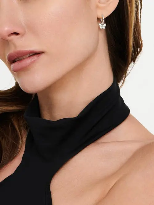 DEVATA Butterfly Hoop Earrings - Silver