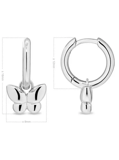 DEVATA Butterfly Hoop Earrings - Silver